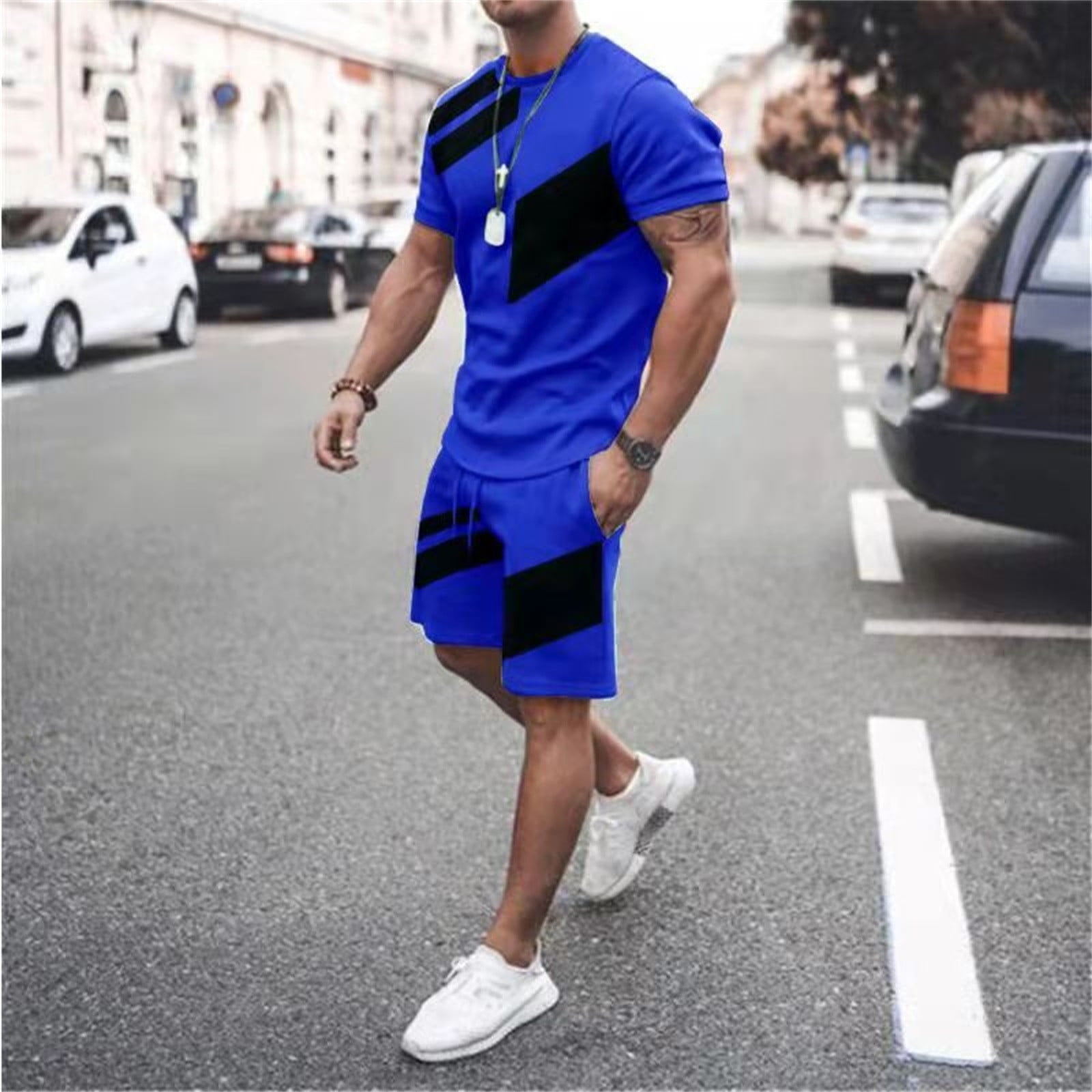 Akiihool Short Sets for Men Men's Tracksuit 2 Piece Polo Sweatsuit and ...