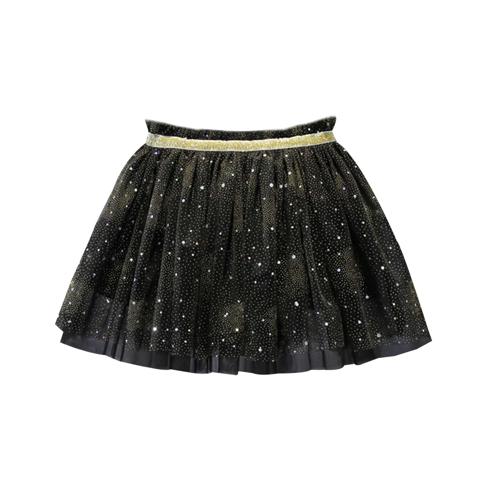 Akiihool Skirts for Girls Girls Ruffle Sparkle Skirt Shiny Dance ...