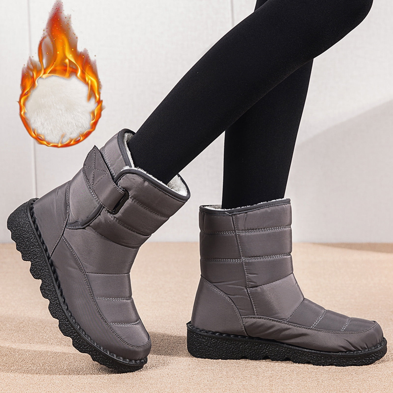 Akiihool Snow Boots for Women Wide Womens Snow Boots Warm Ankle Booties ...