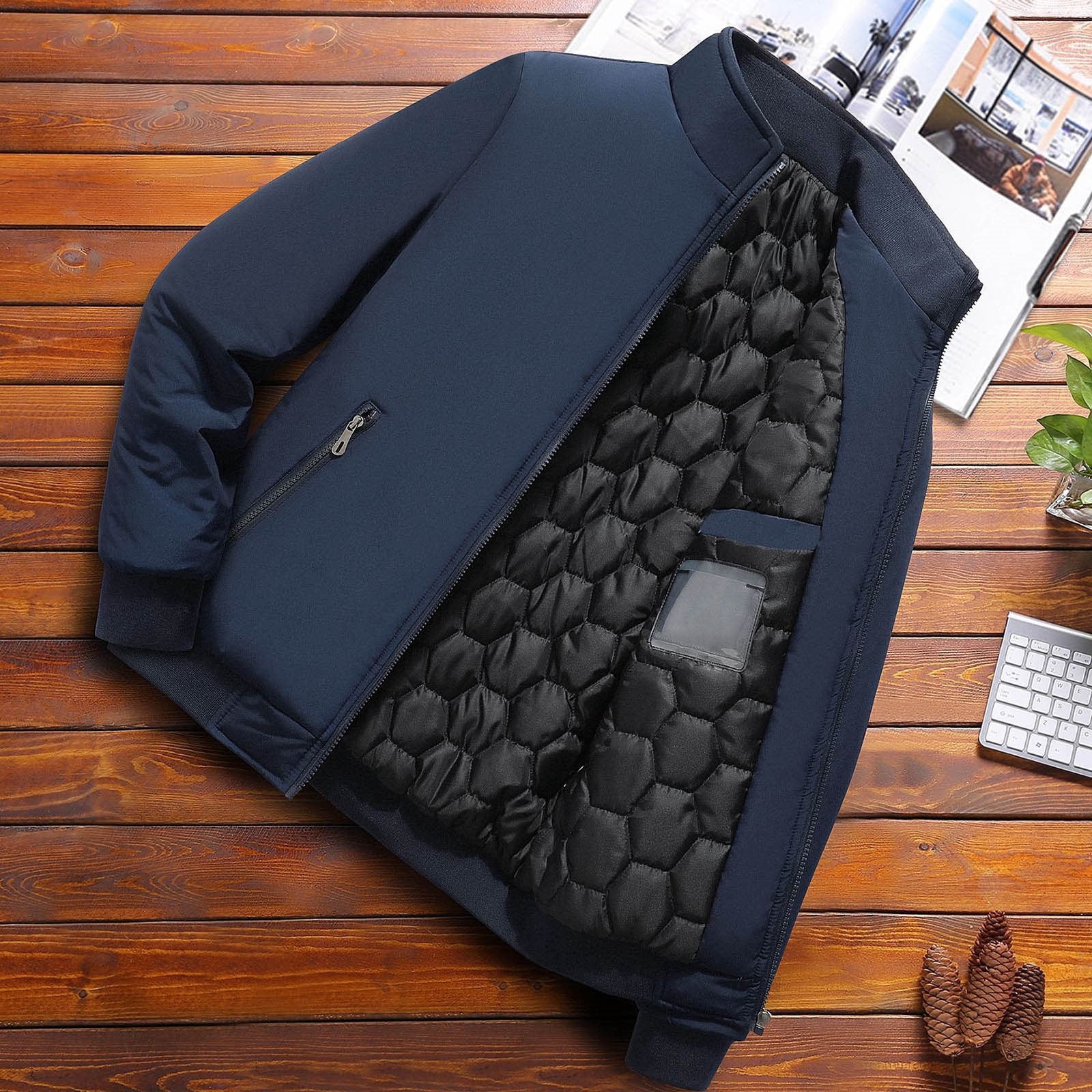 Akiihool Sport Coats for Men Men's Plaid Hoodie Flannel Shirt Jacket ...