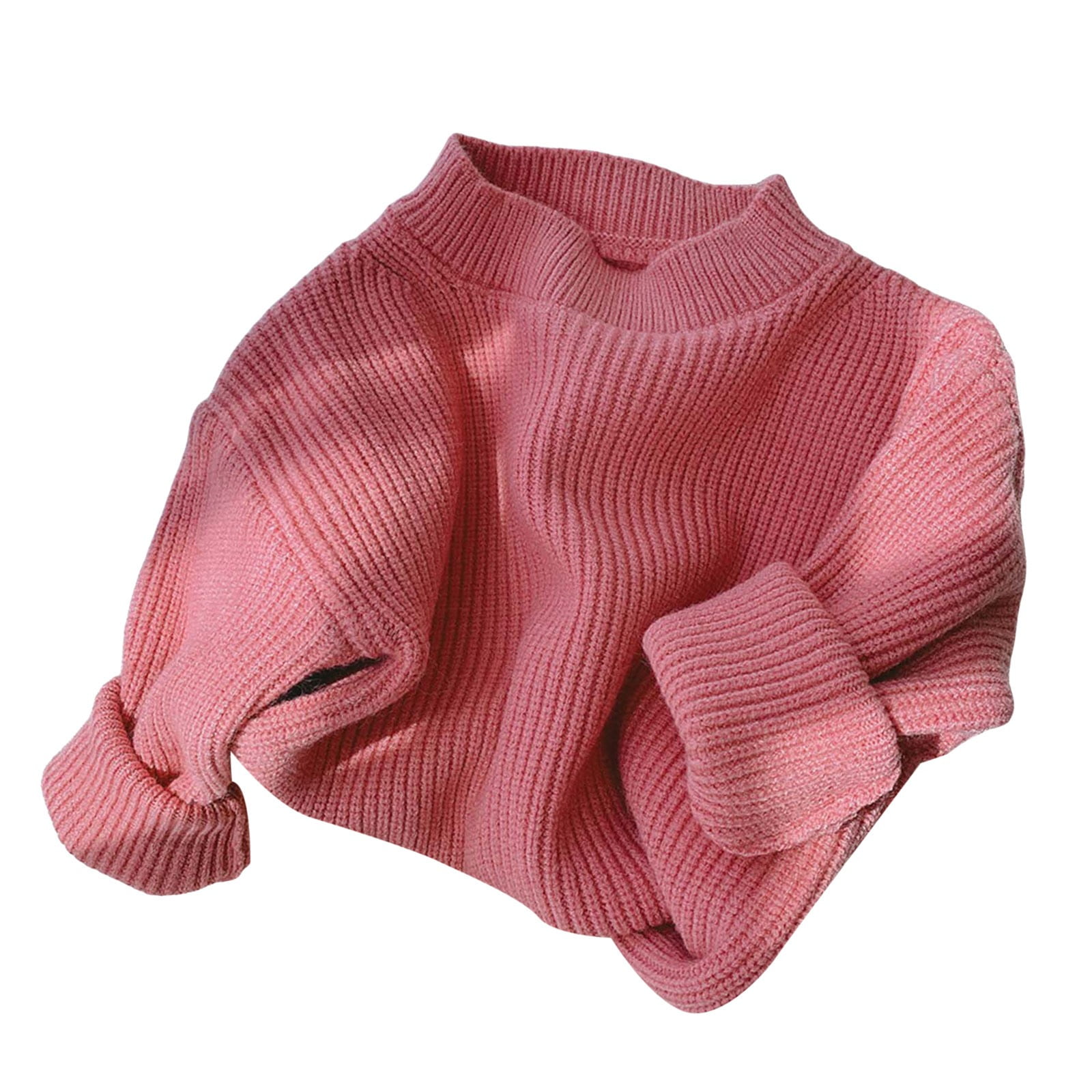 Akiihool Sweaters for Girls Girls' Plain Rib Knit Long Sleeve Crewneck ...