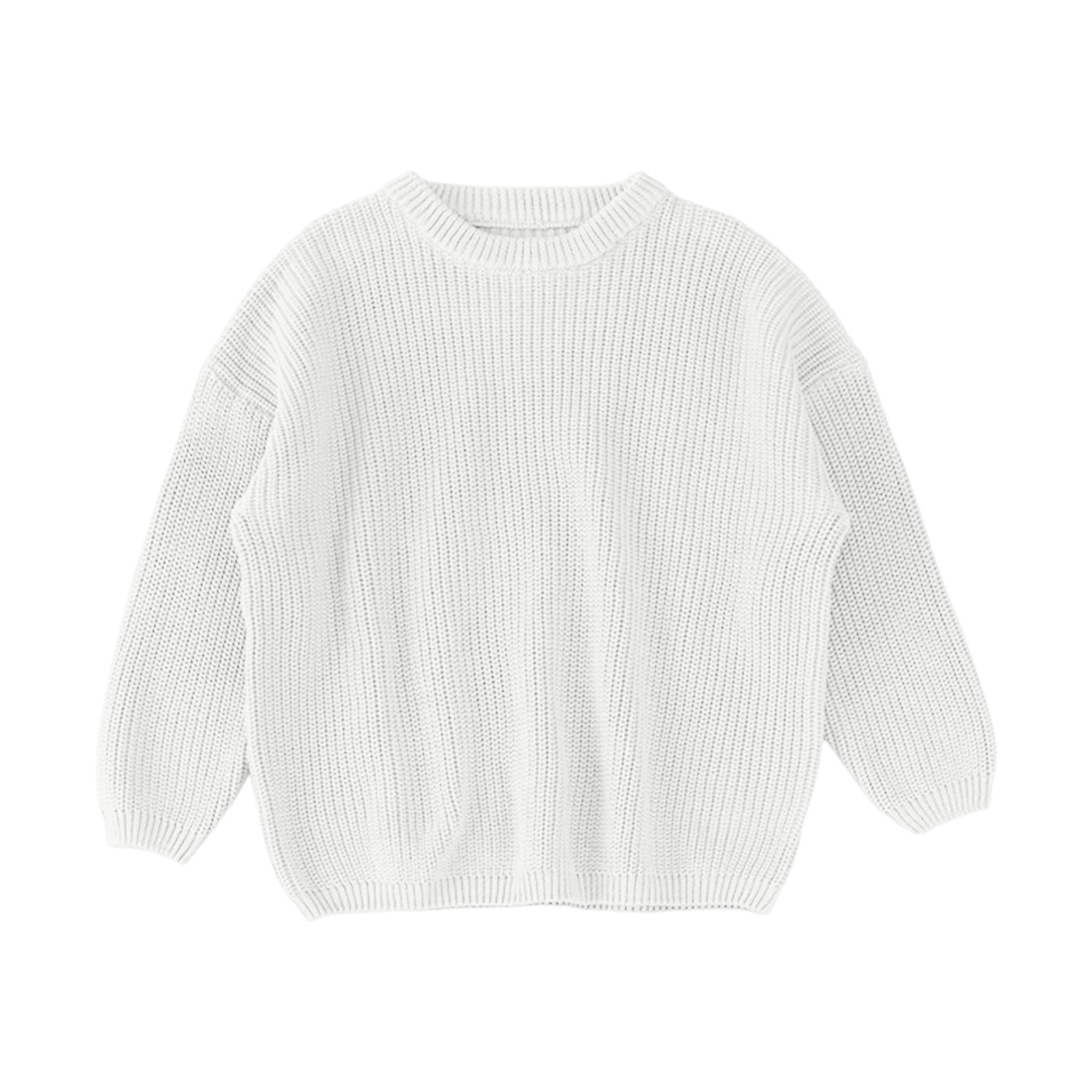 Akiihool Sweaters for Kids Little Girls' Knit Sweater Puff Sleeve Crew ...