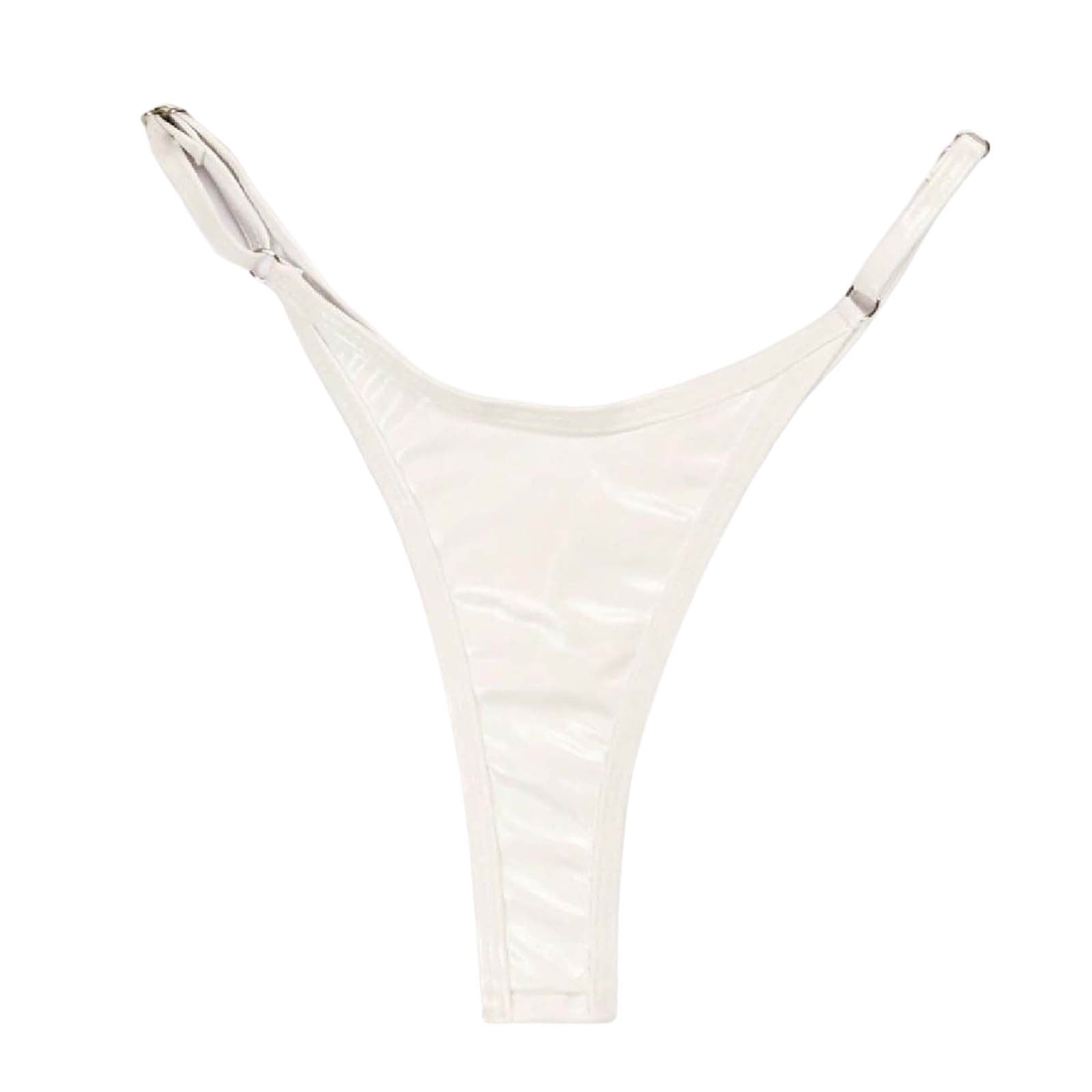 Akiihool Thong Bikini For Women High Cut Cheeky Bottoms For Beach Swimming Pool White L