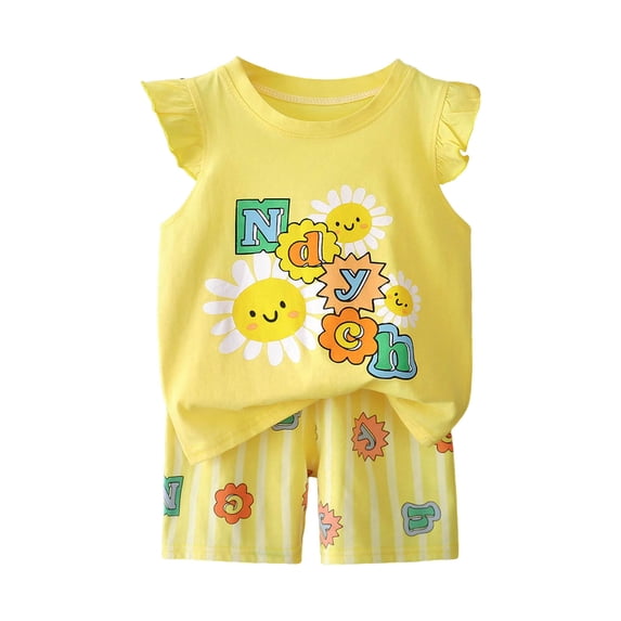 Akiihool Toddler Kid Girl Outfits Clothes Ruffle Ruffle Sleeve Floral T ...