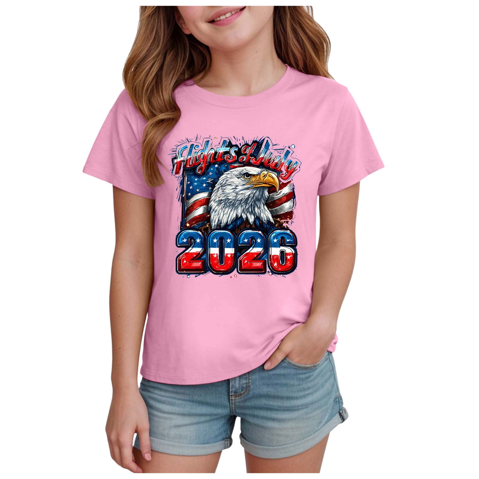 Akiihool USA Shirt Kids Kids USA Shirt for Girls 4th of July Shirts ...