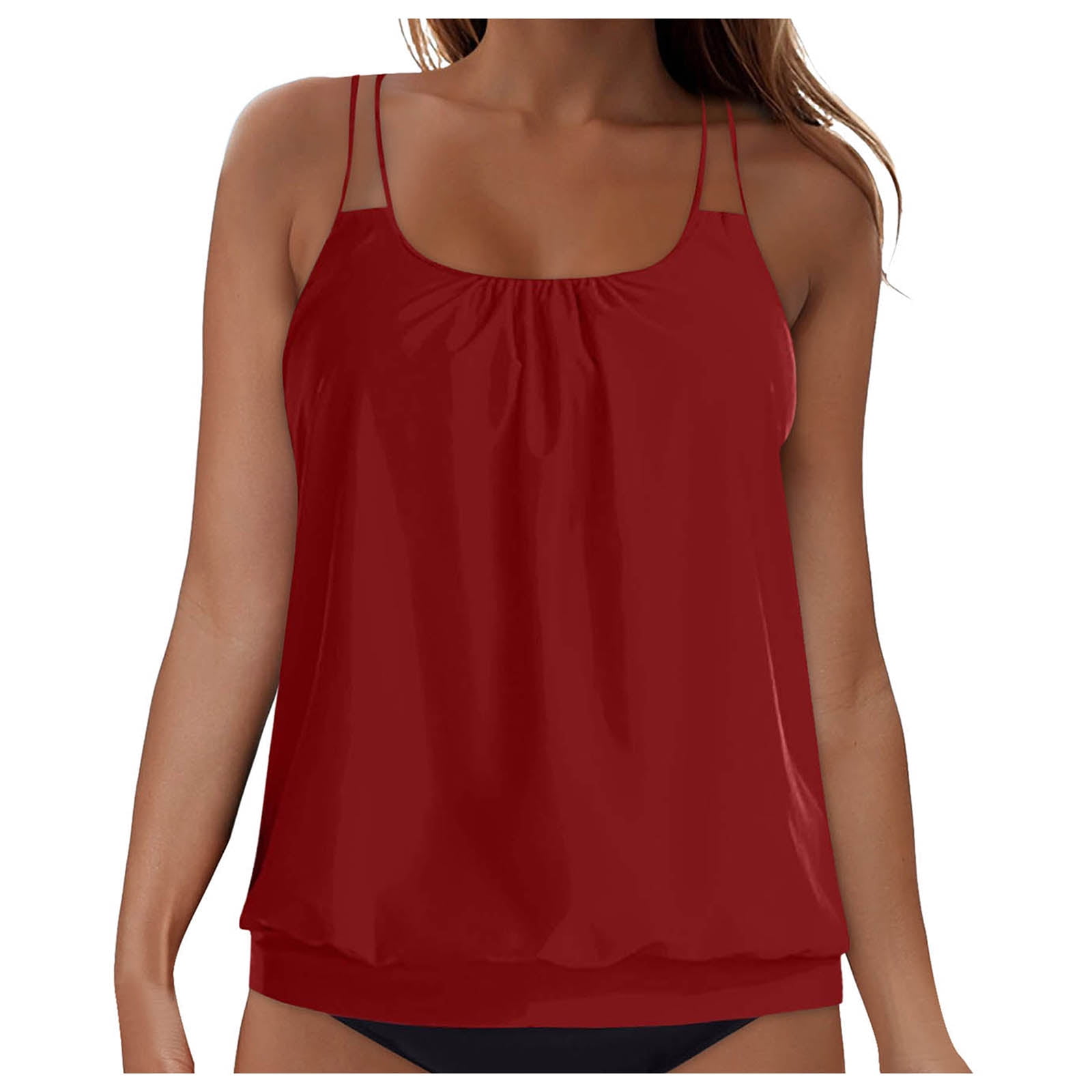 Akiihool Women's Flowy Tankini Tops Only - Modest Bathing Suit Loose ...