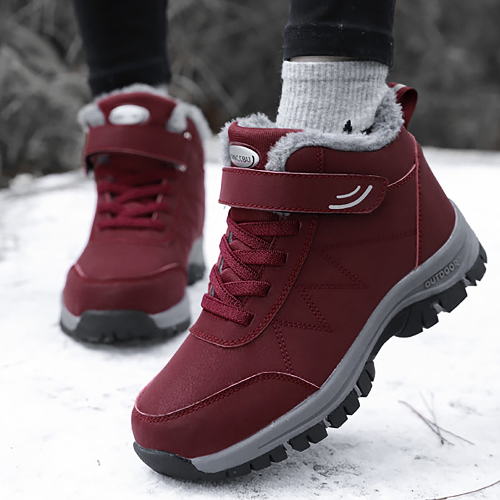 Akiihool Women's Snow Boots Wide Width Winter Snow Boot Side Zipper ...