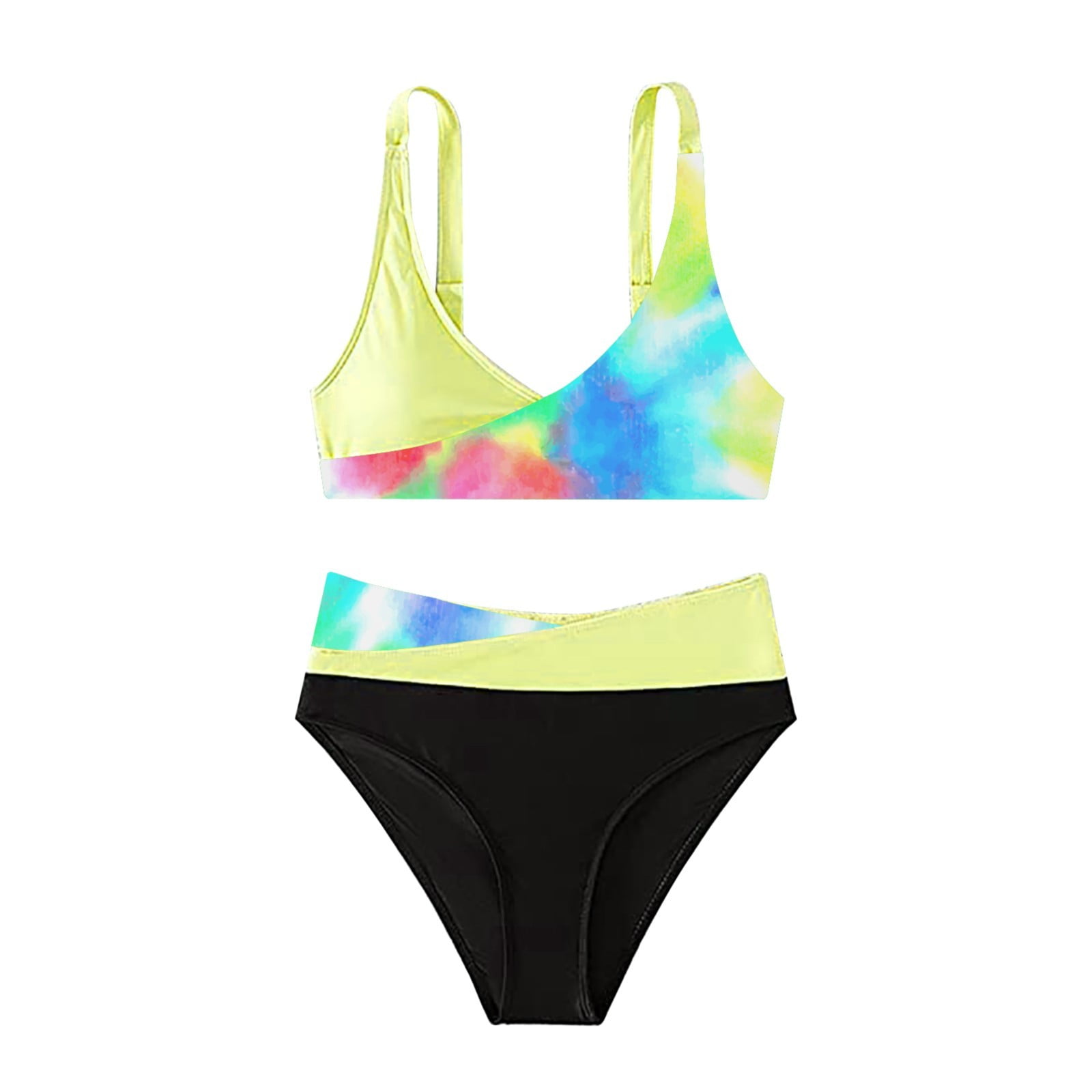 Akiihool Womens High Waisted Bikini Womens Solid Scoop Neck Push Up