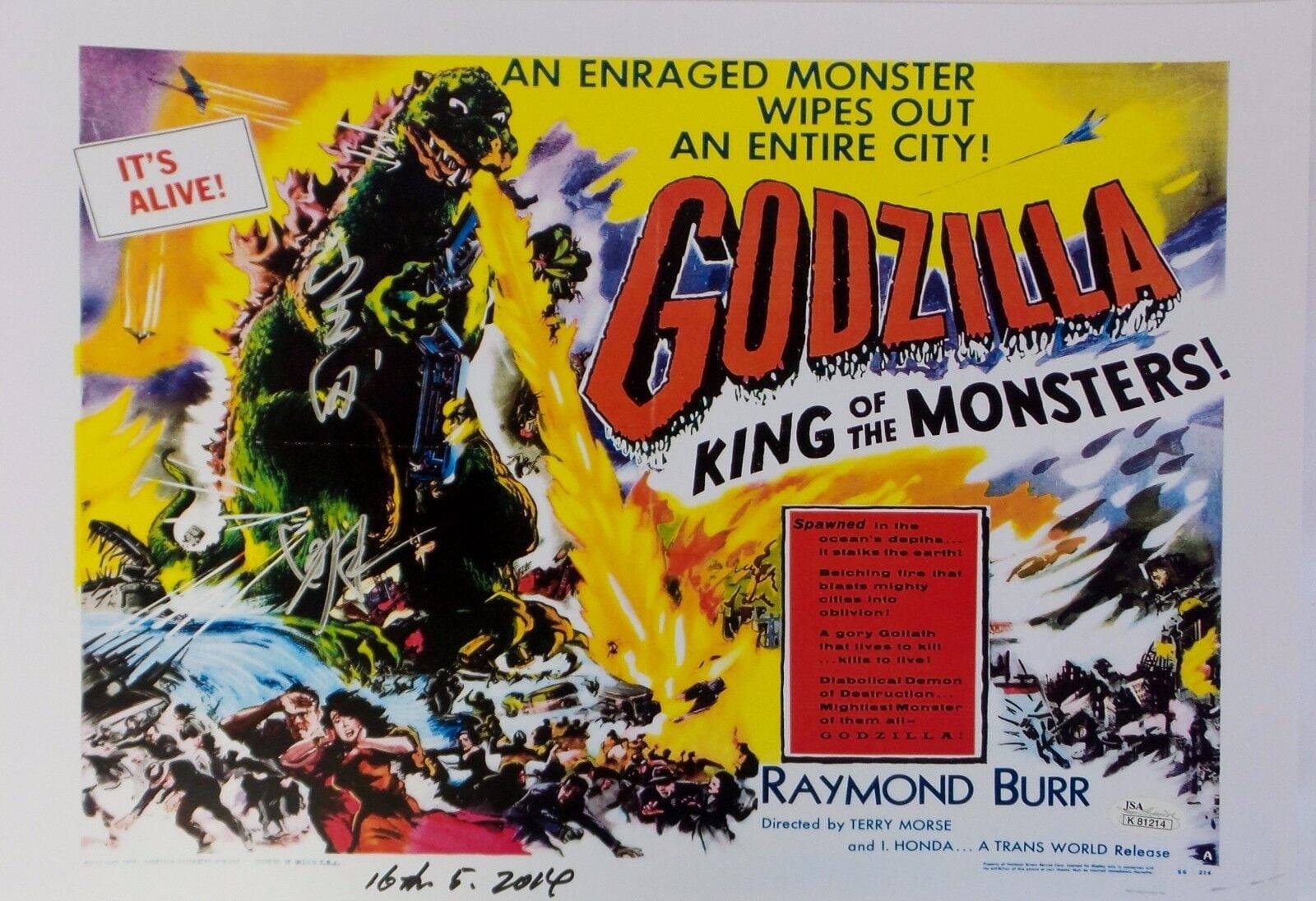 Akira Takarada Autographed Godzilla Movie Poster JSA Authentic 8 ...