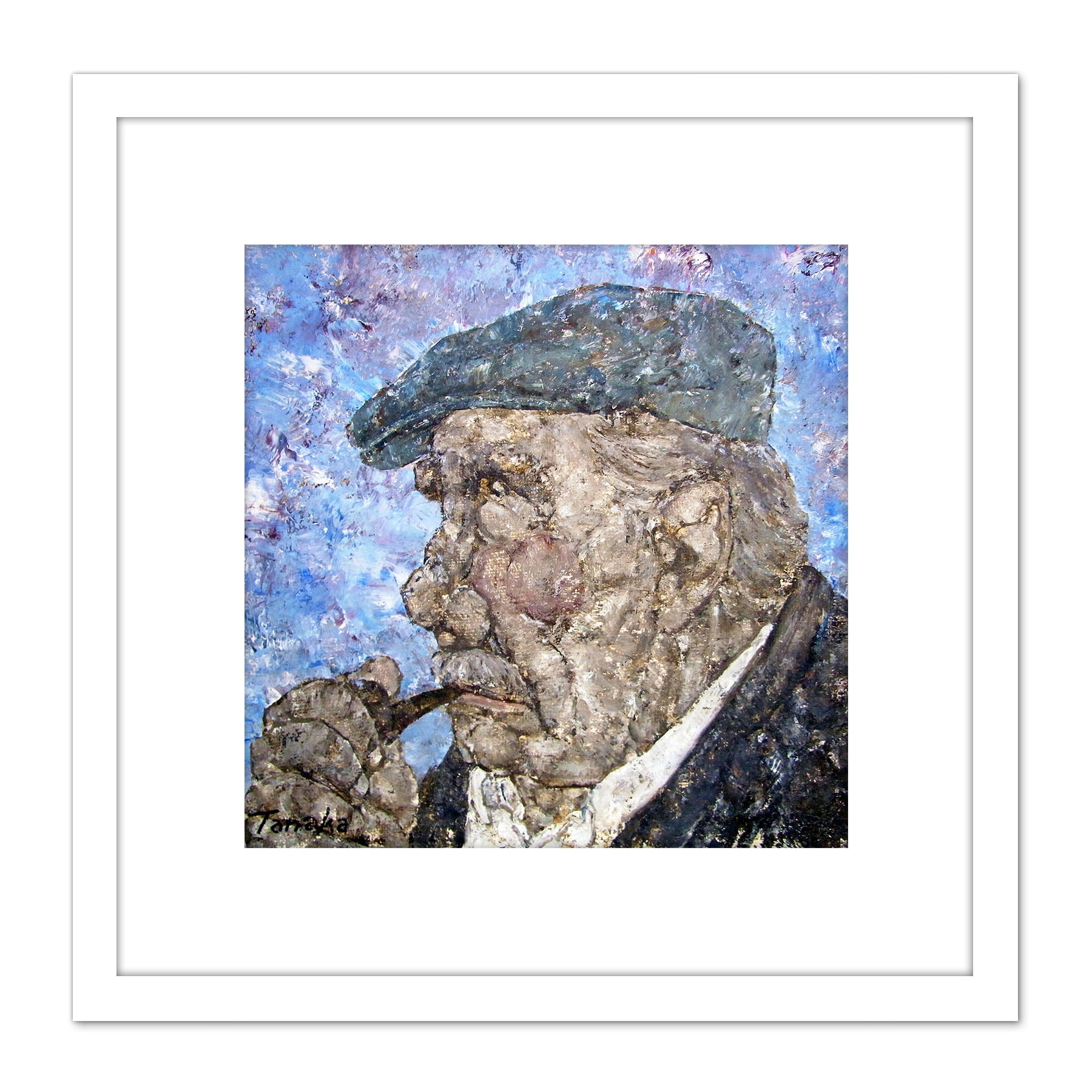 Akira Tanaka Le Fumeur De Pipe Circa 1981 8X8 Inch Square Wooden Framed ...