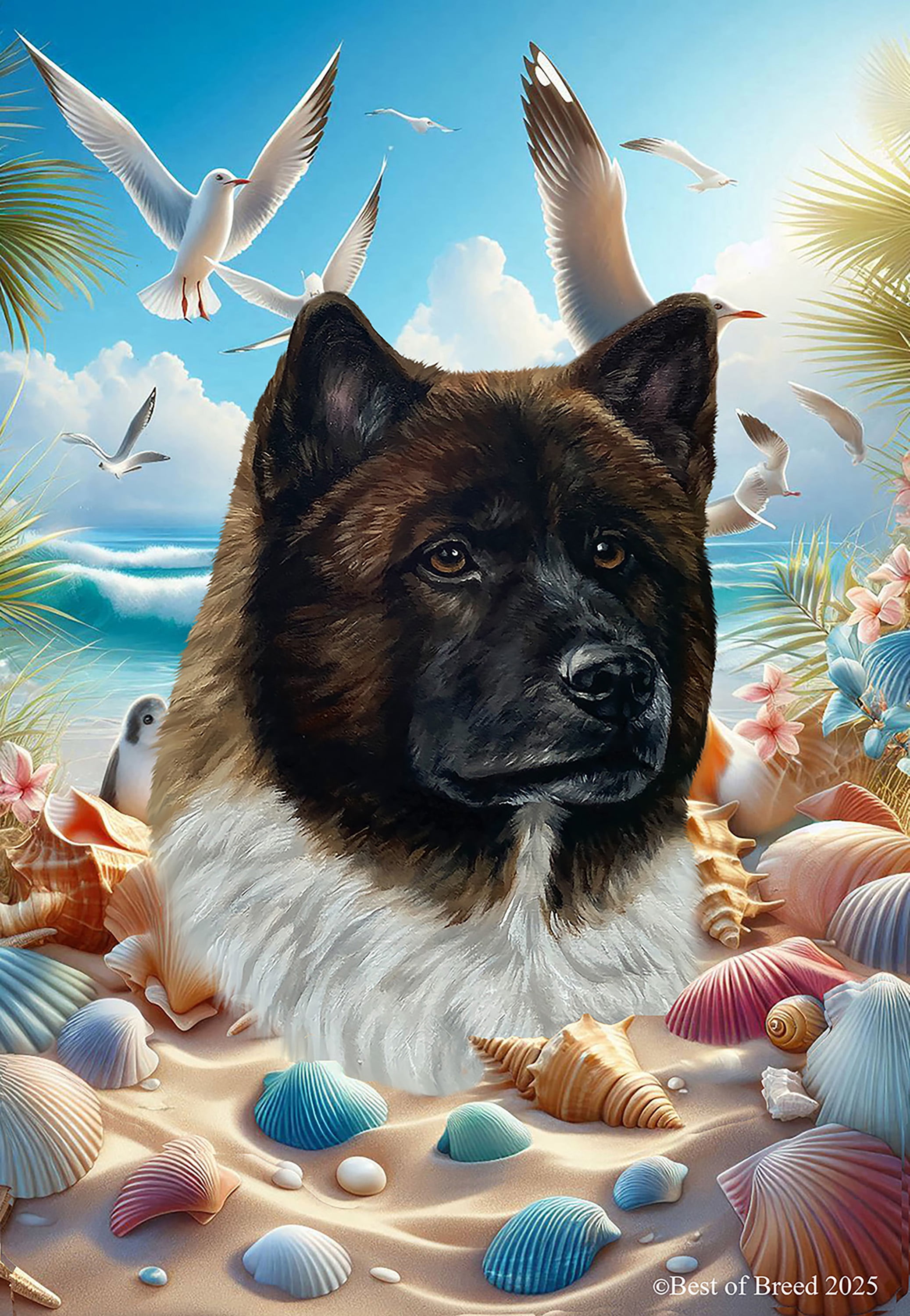 Akita - Best of Breed Summer Beach Outdoor House Flag 28" x 40" Mailbox Flag Dog Flag - Walmart.com