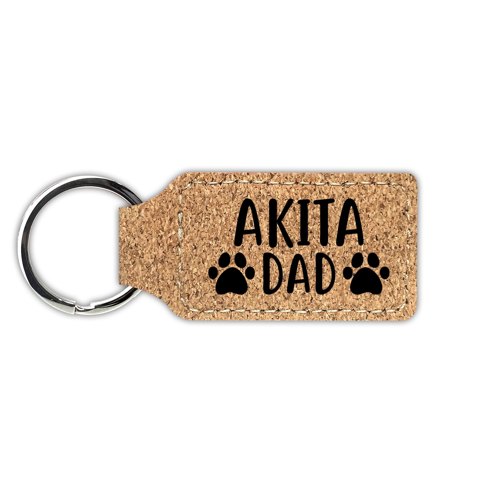 Akita Dad Keychain Leatherette Rectangle - Laser Engraved - Many Colors ...