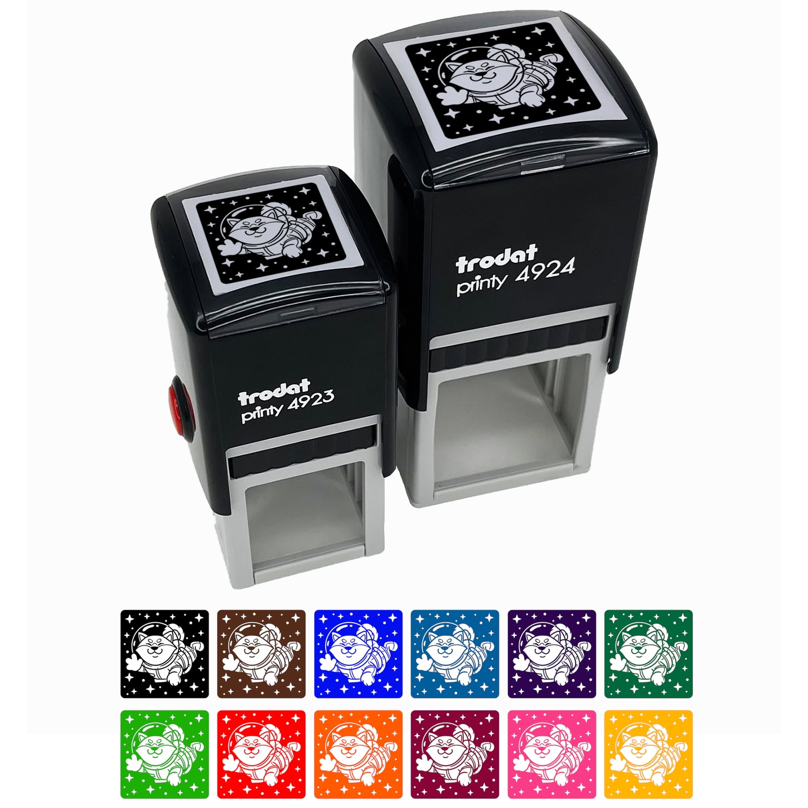 Akita Dog Astronaut Floating in Space Self-Inking Rubber Stamp Ink ...