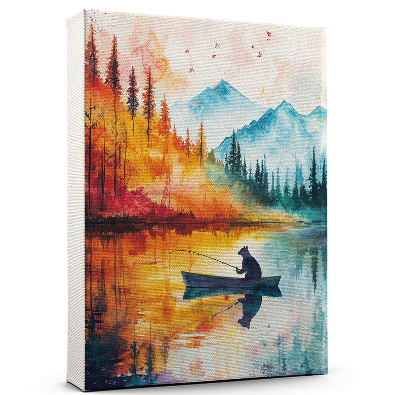 Akita Dog Playing Fishing Wall Stretched Canvas Size 8x12 – Akita ...