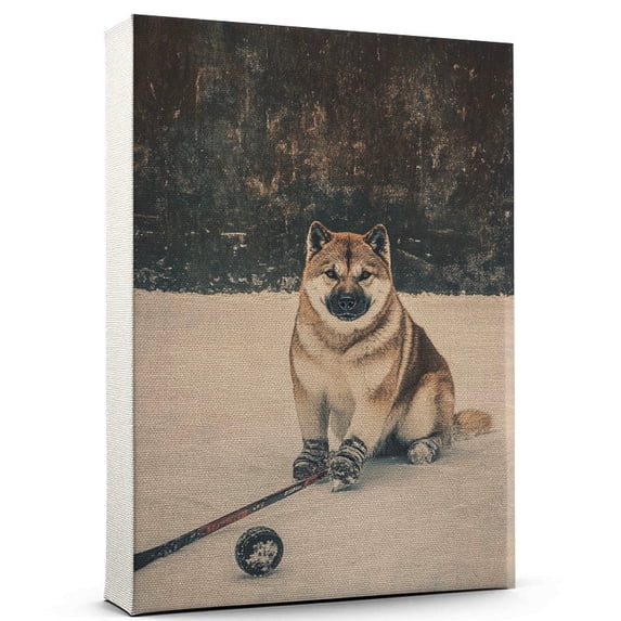Akita Dog Stretched Canvas Size 8x12 Ice Hockey Canvas – Funny Akita ...