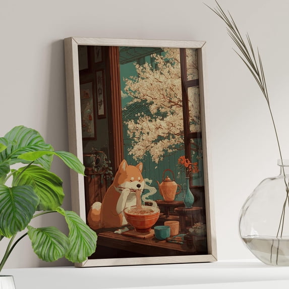 Akita Eating Ramen Cozy Peaceful Japanese Spring Scene With Cherry ...