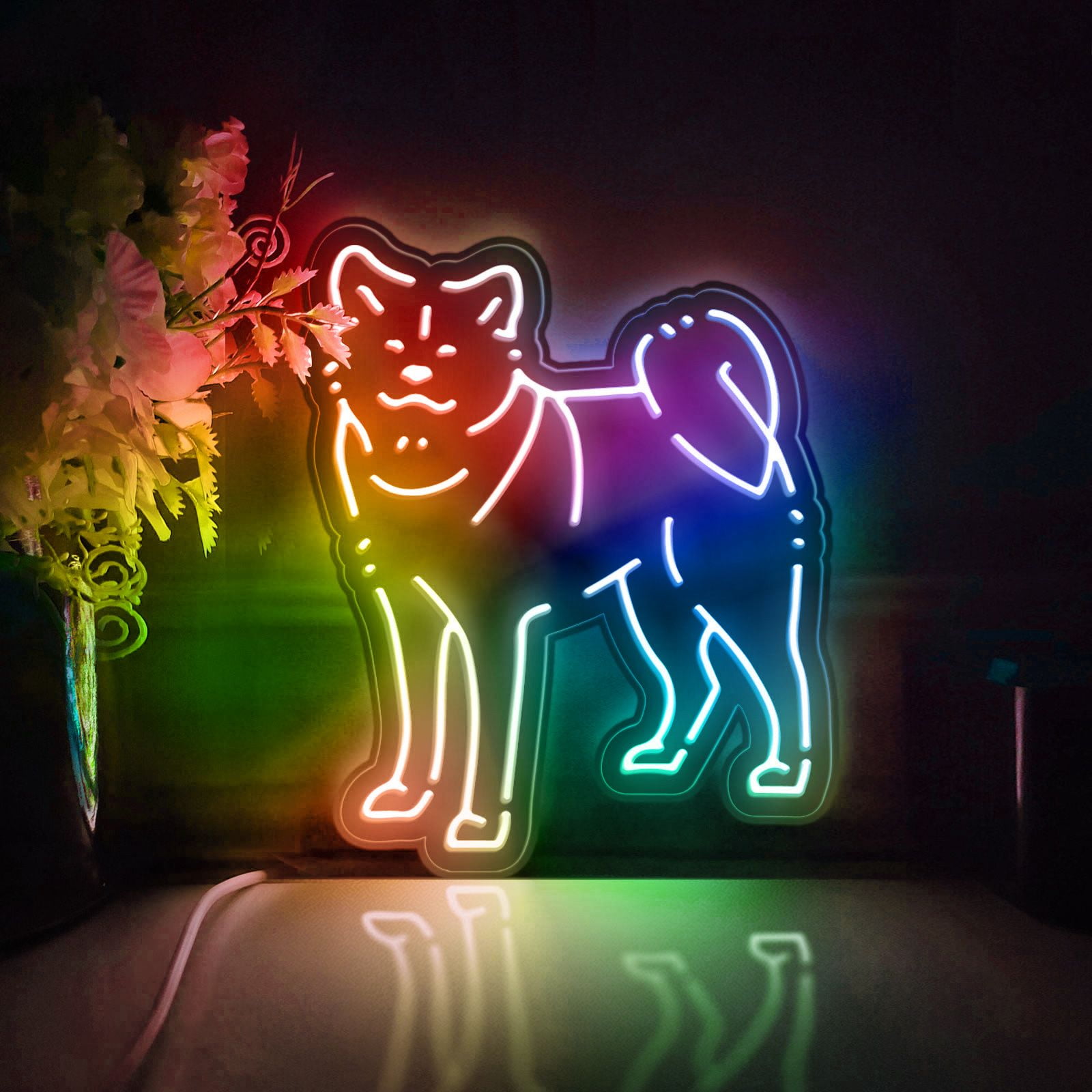 Akita Inu Dog Led Light Box, Dimmable Neon-Like Light Signs USB Power ...