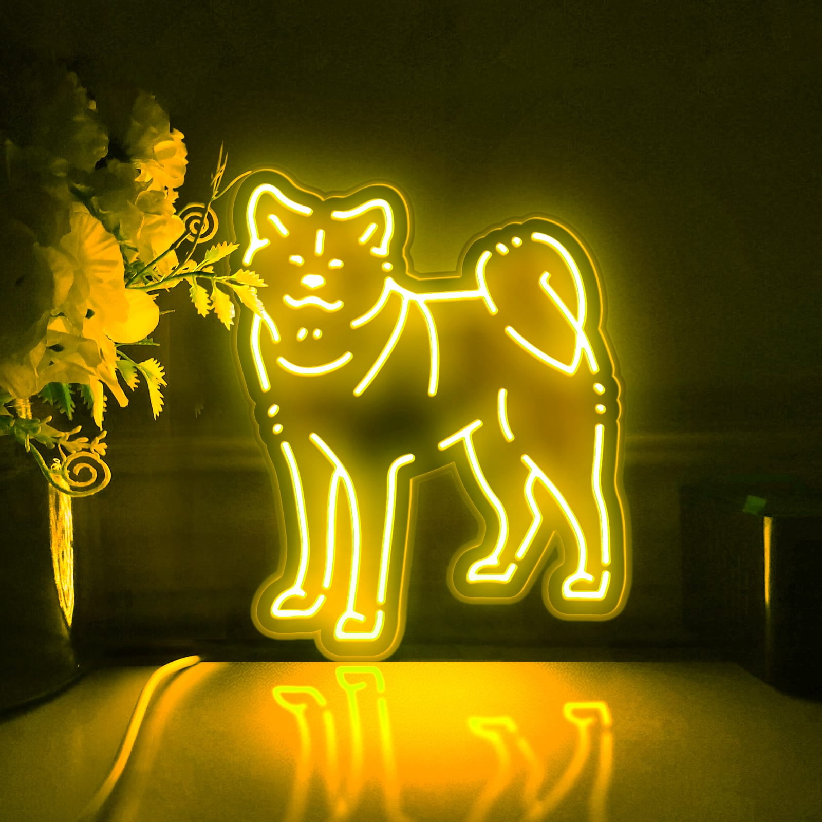 Akita Inu Dog Led Light Box, Dimmable Neon-Like Light Signs USB Power ...