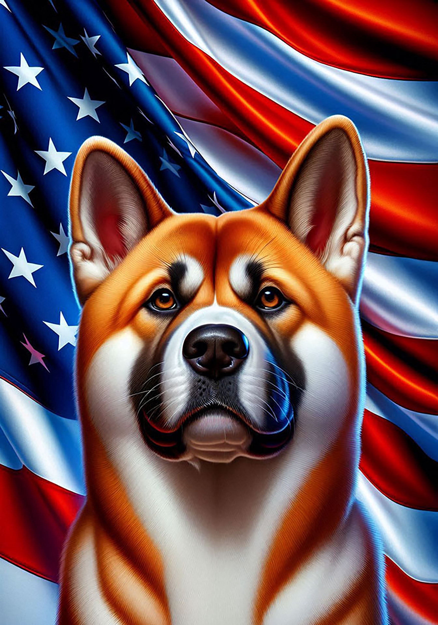 Akita Red - Best of Breed DCR Patriotic III Outdoor House Flag Mailbox ...