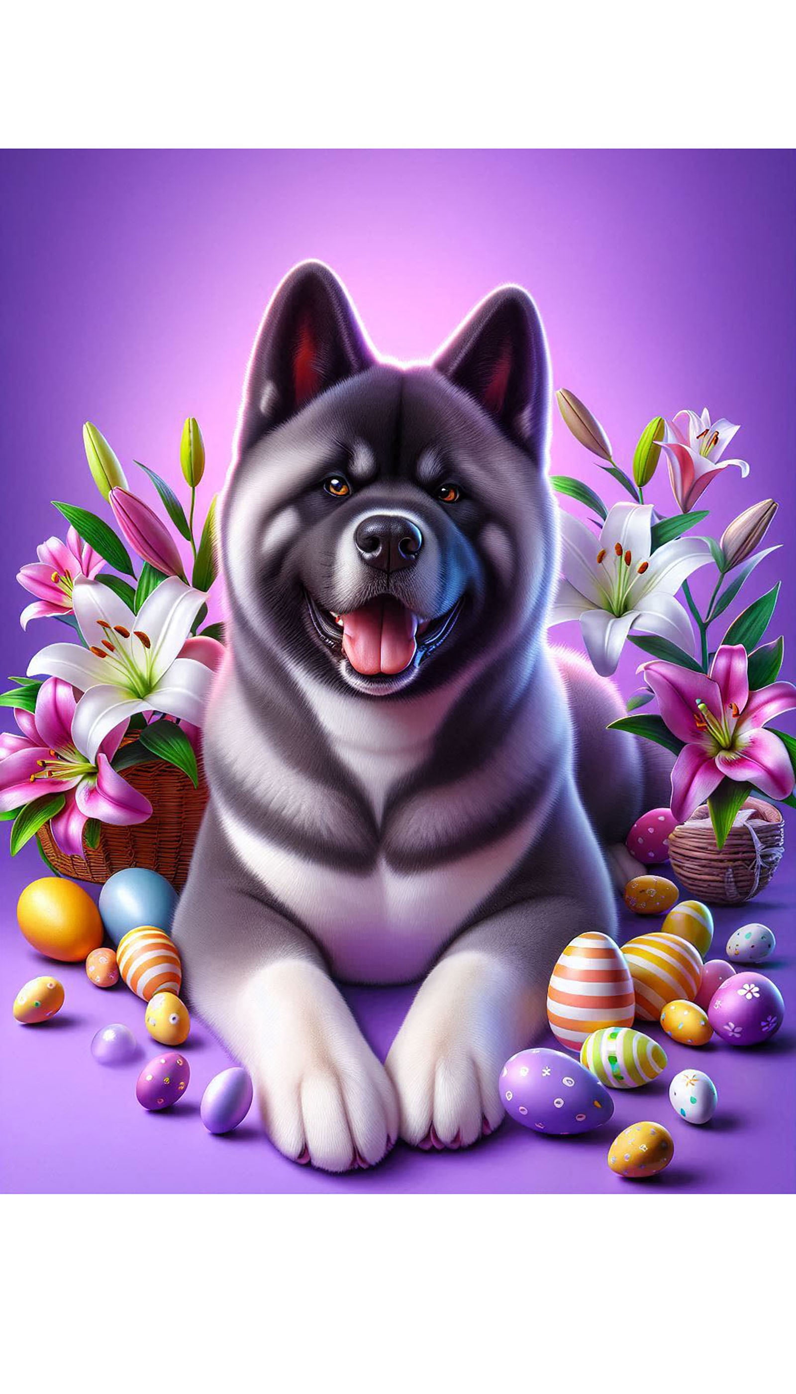Akita Silver - Best of Breed DCR Easter Holiday Outdoor House Flag ...