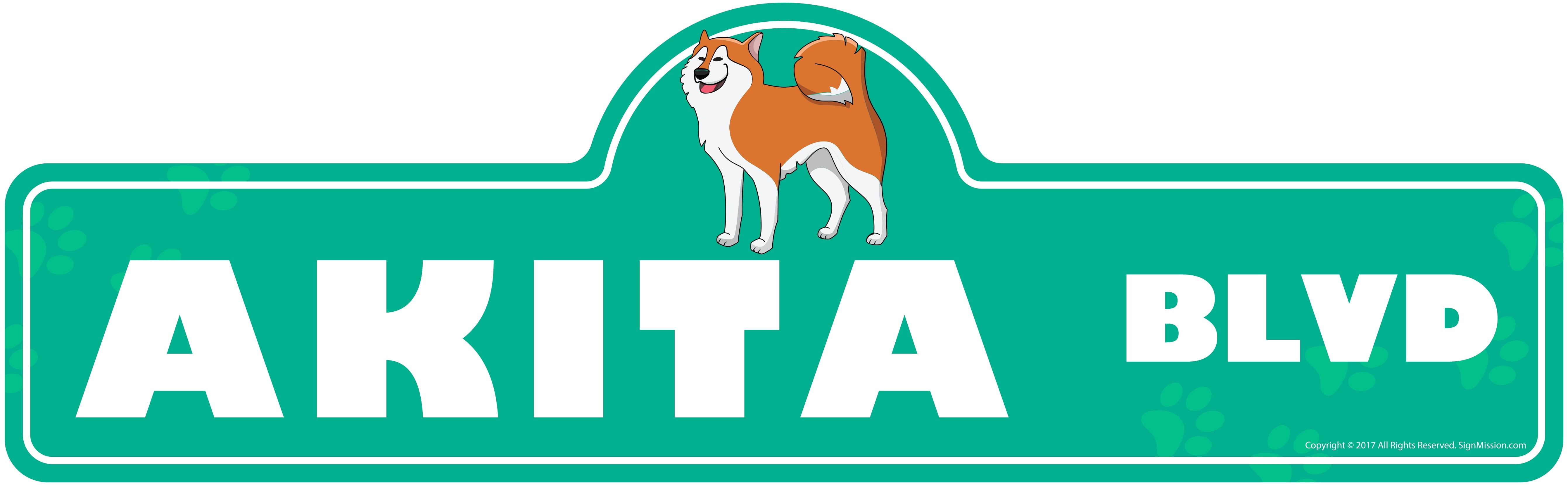 Akita Street Sign | Indoor/Outdoor | Dog Lover Funny Home Décor for ...