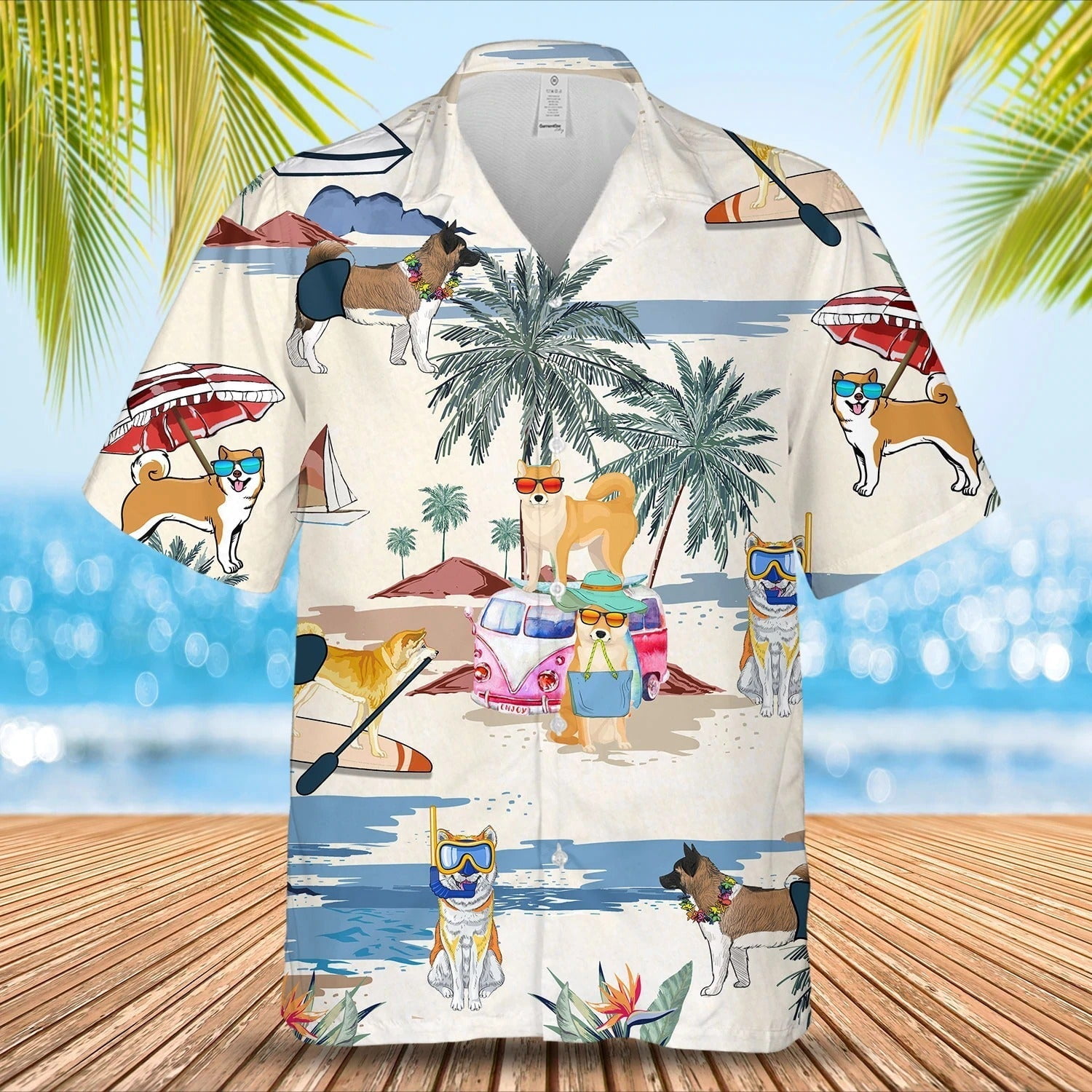 Akita Summer Beach Hawaiian Shirt, Dog Aloha Shirt For Summer - Walmart.com