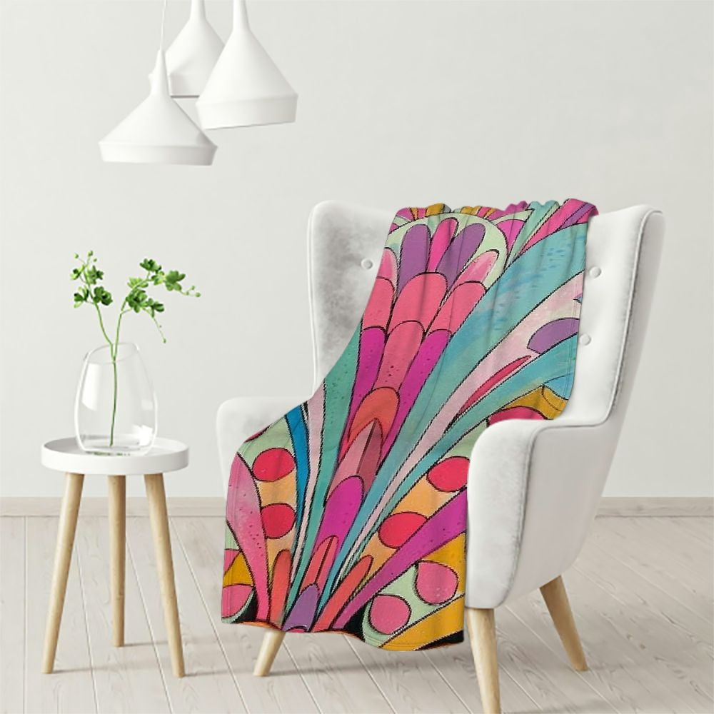 Akjvoe Blanket Geometric Rainbow Floral Bed Throw Blanket Colorful ...
