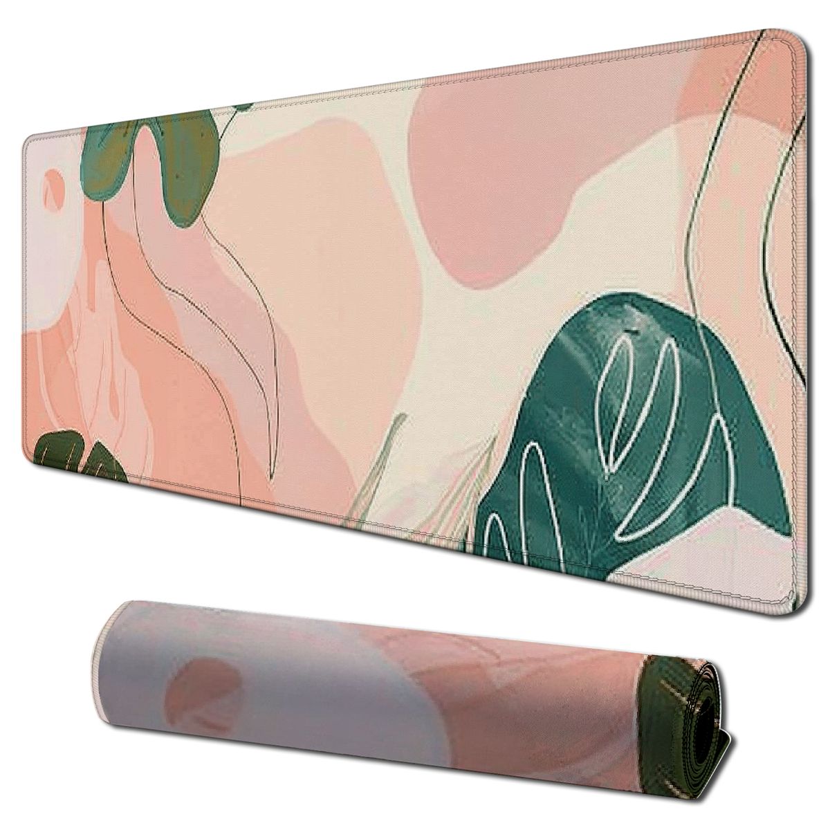 Akjvoe Boho Green Cream Desk Mat Boho Green Mouse Pad Cute Desk Mat ...