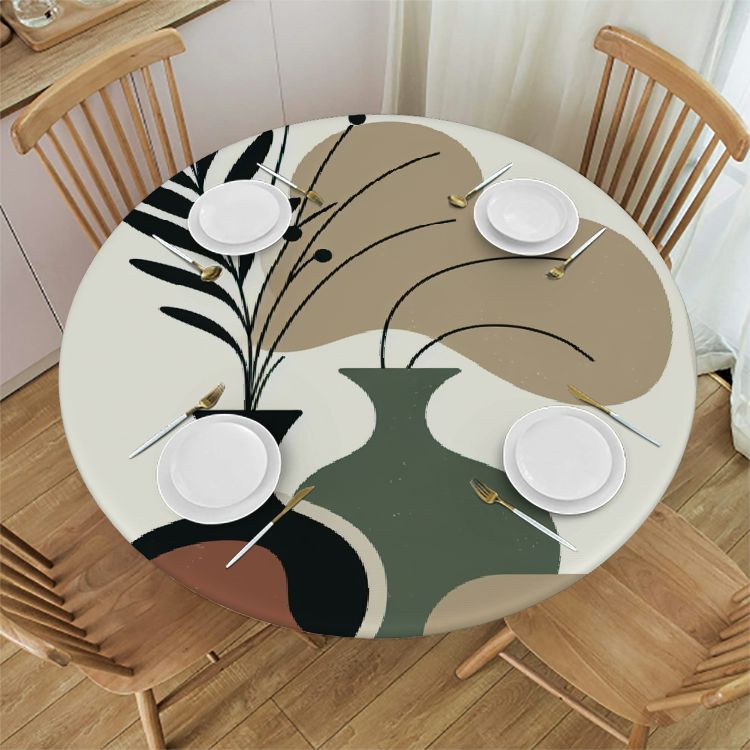 Akjvoe Botanical Leaves Print Boho Minimalist Wall Art Round Table ...