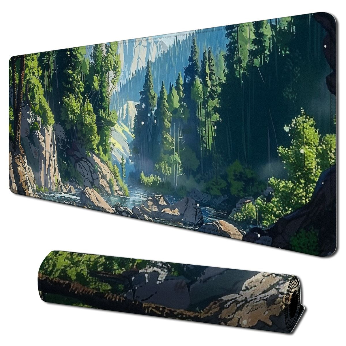 Akjvoe Cartoon Outdoor Forest Green Desk Mat Cute Gaming Mouse Pad ...