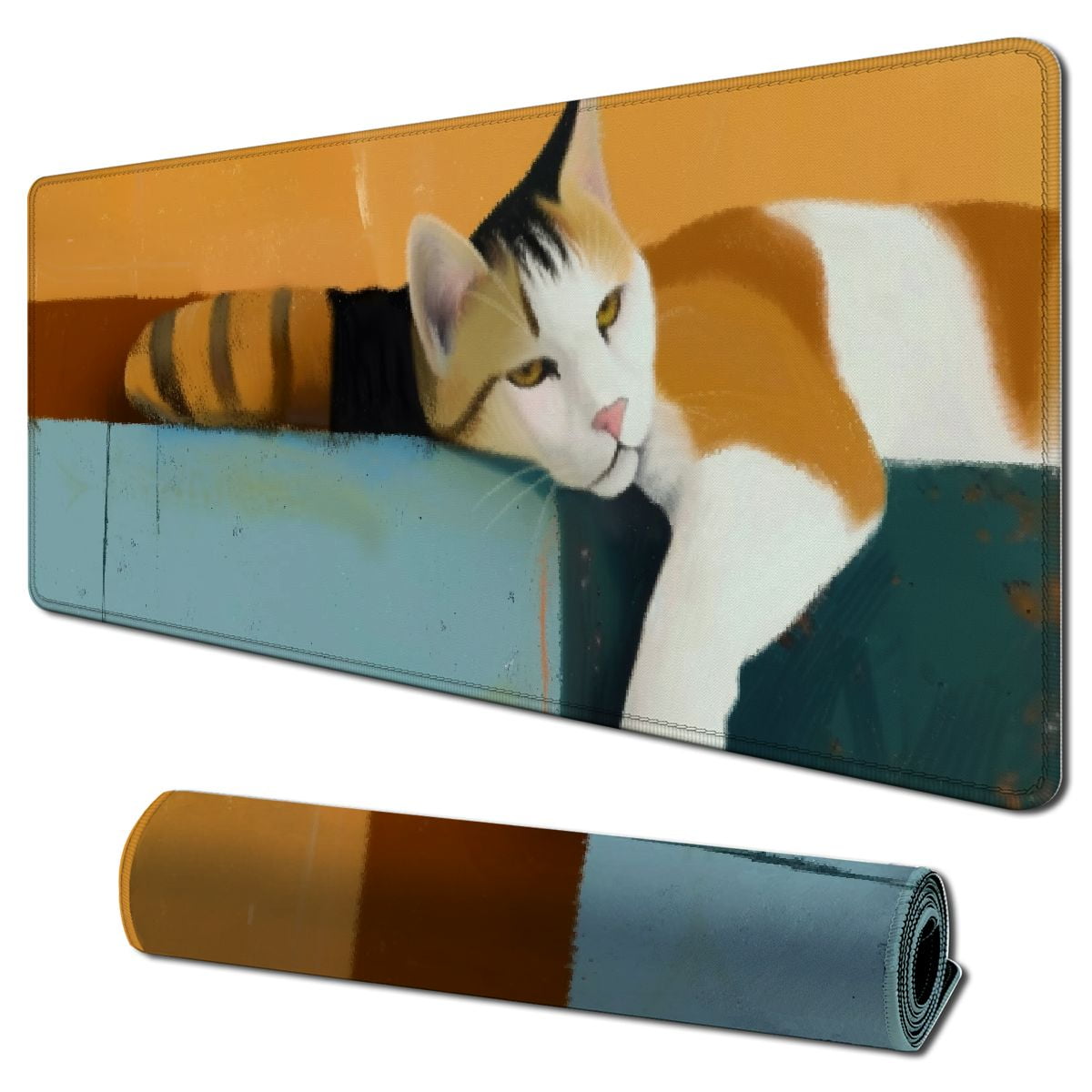 Akjvoe Cat Gaming Mouse Pad Large Fulldesk Keyboard Mat Extended Long ...