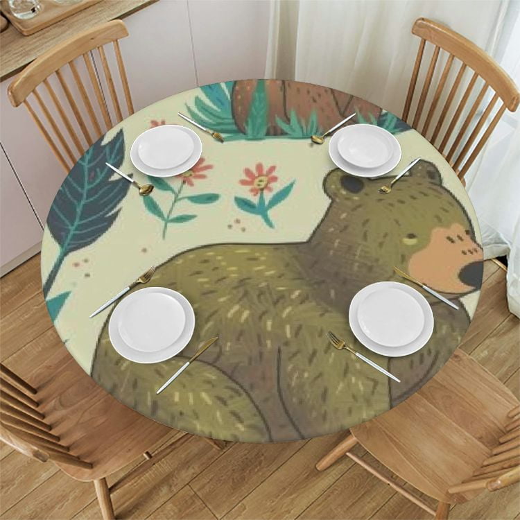 Akjvoe Cute Capybaras Round Tablecloth Washable Cactus Circular ...