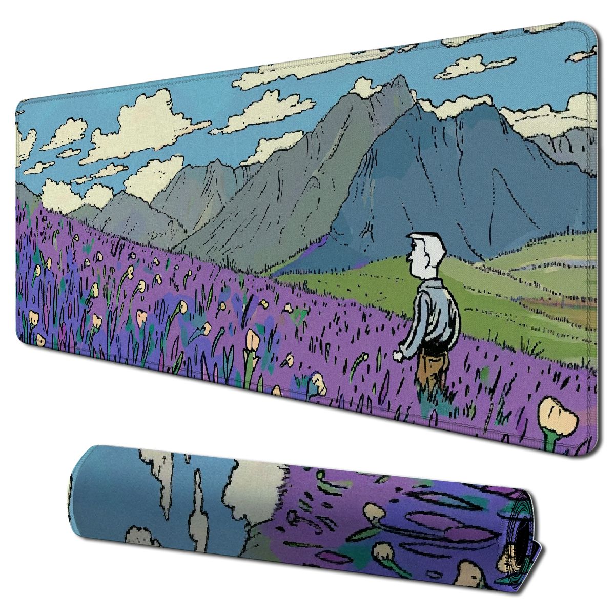 Akjvoe Cute Desk Mat Blue Lavender Large Mouse Pad XL Long Extended ...