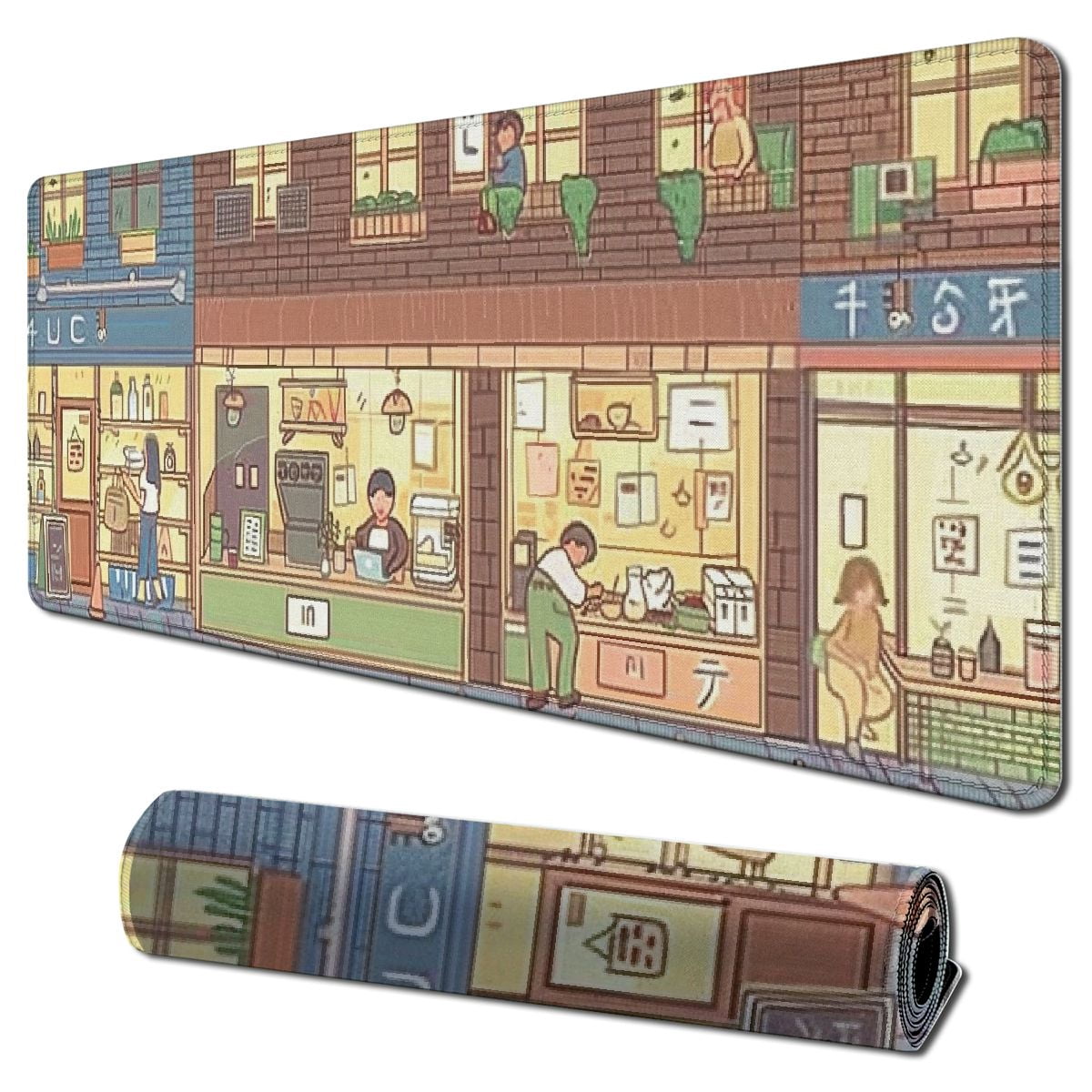 Akjvoe Cute Desk Mat Mousepad Beige, Street Mouse Pad Large, Japanese ...