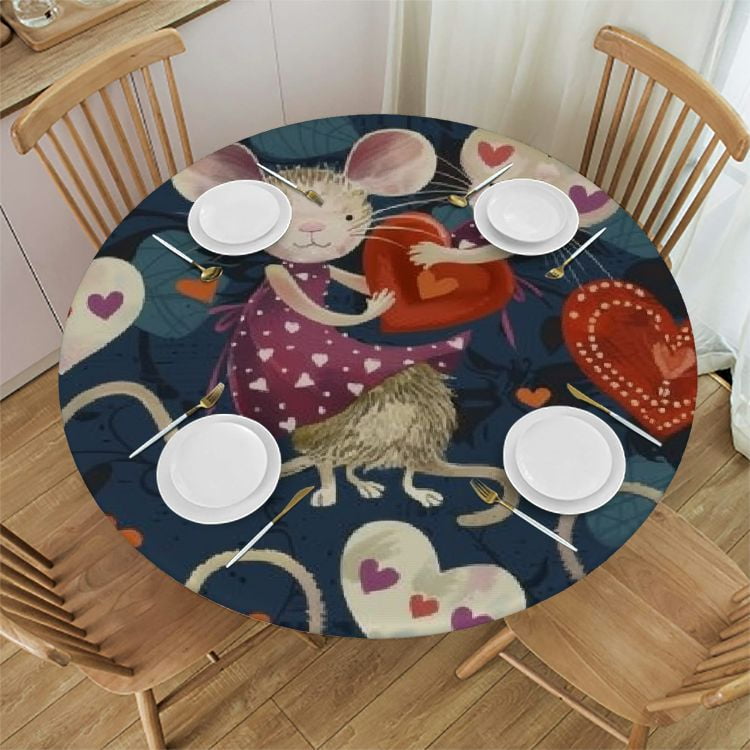 Akjvoe Cute Mouse Pattern Tablecloths Round Tablecloth Waterproof Table ...