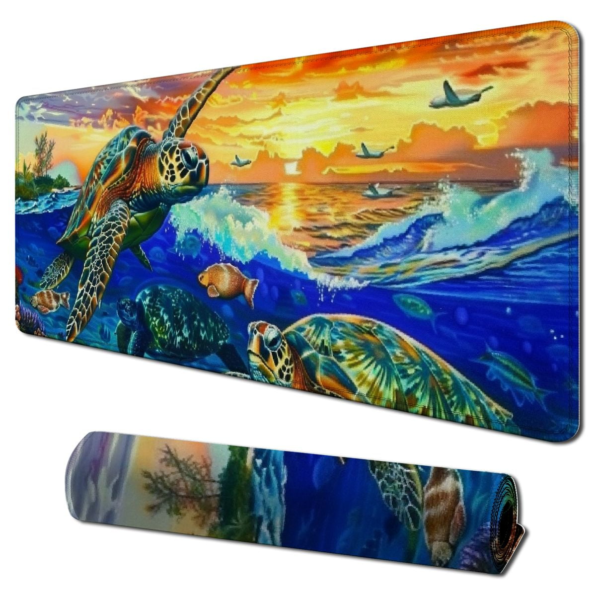 Akjvoe Desk Mat,Sea Turtle Extended Gaming Mouse Pad for Office Work ...