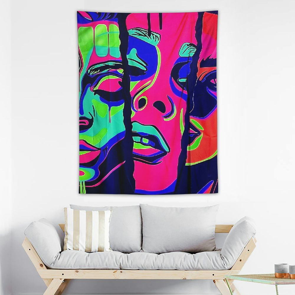 Akjvoe Face Tapestry Tapestry Wall Hanging, UV Reactive Tapestries ...