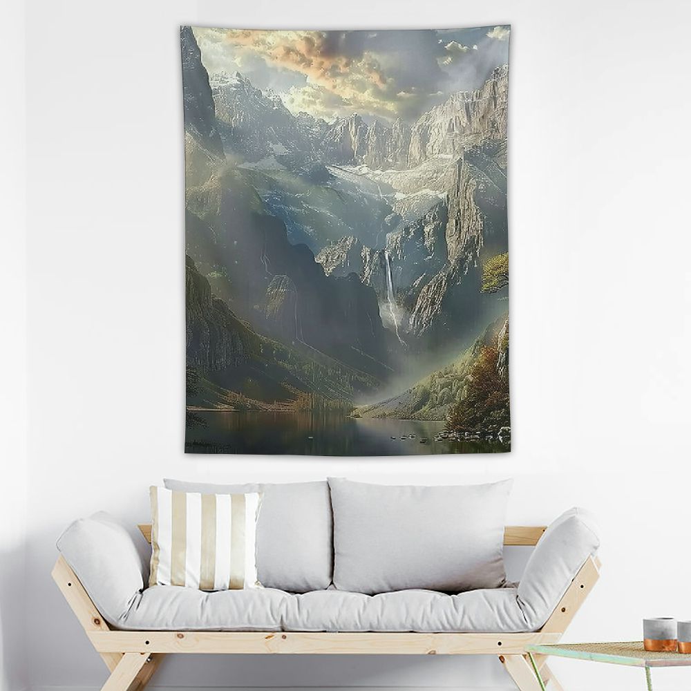 Akjvoe Fantasy World Tapestry, Mountain Forest Lake Landscape ...