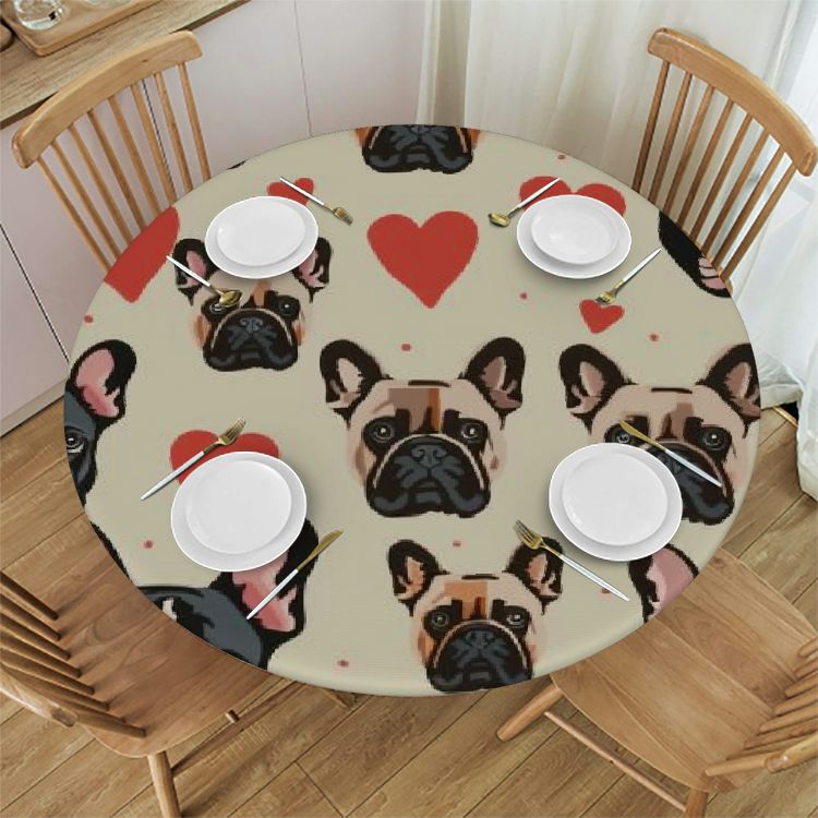 Akjvoe I Love Print Round Tablecloth Indoor Outdoor Home Kitchen Dining ...
