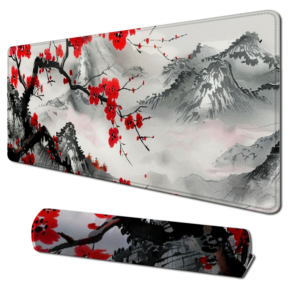 Akjvoe Japanese Cherry Blossom Gaming Mouse Pad Pink Full Desk Japanese ...