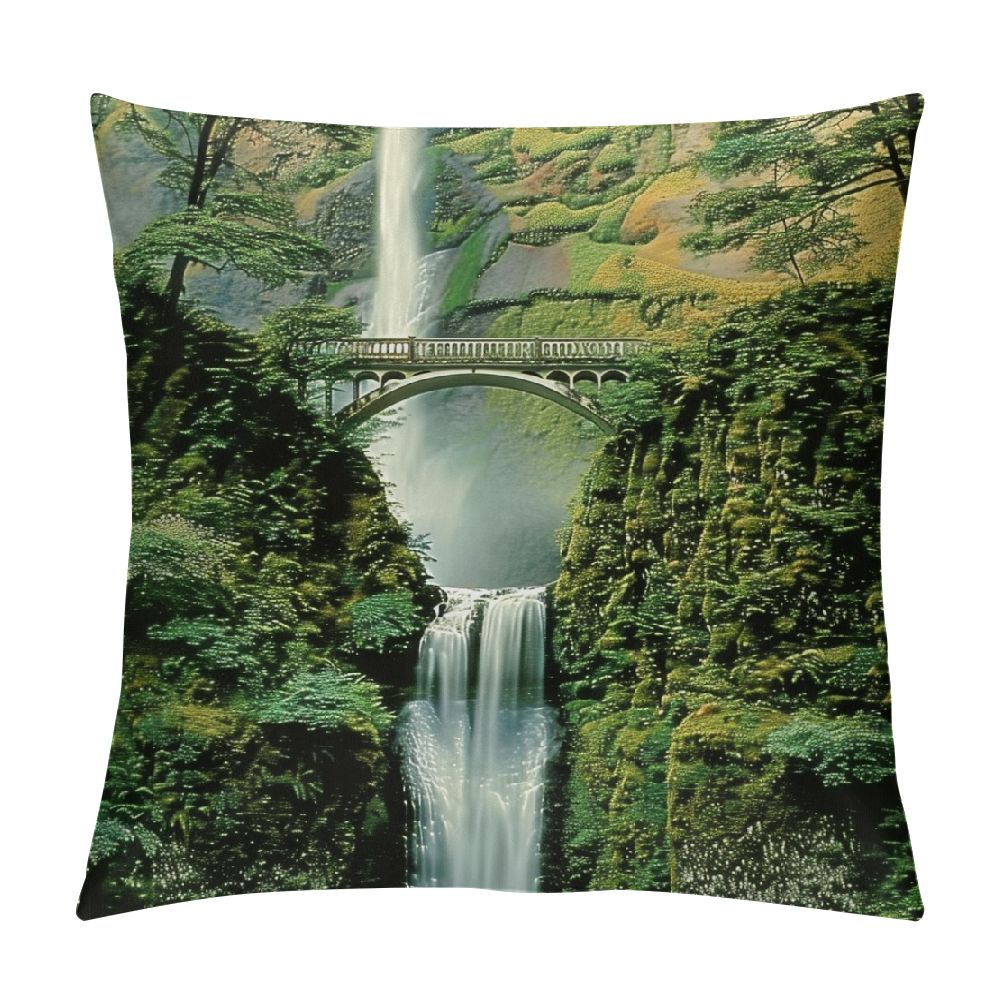 Akjvoe Jungle Throw Pillow Cushion Cover, Nature Waterfall Path Bare ...