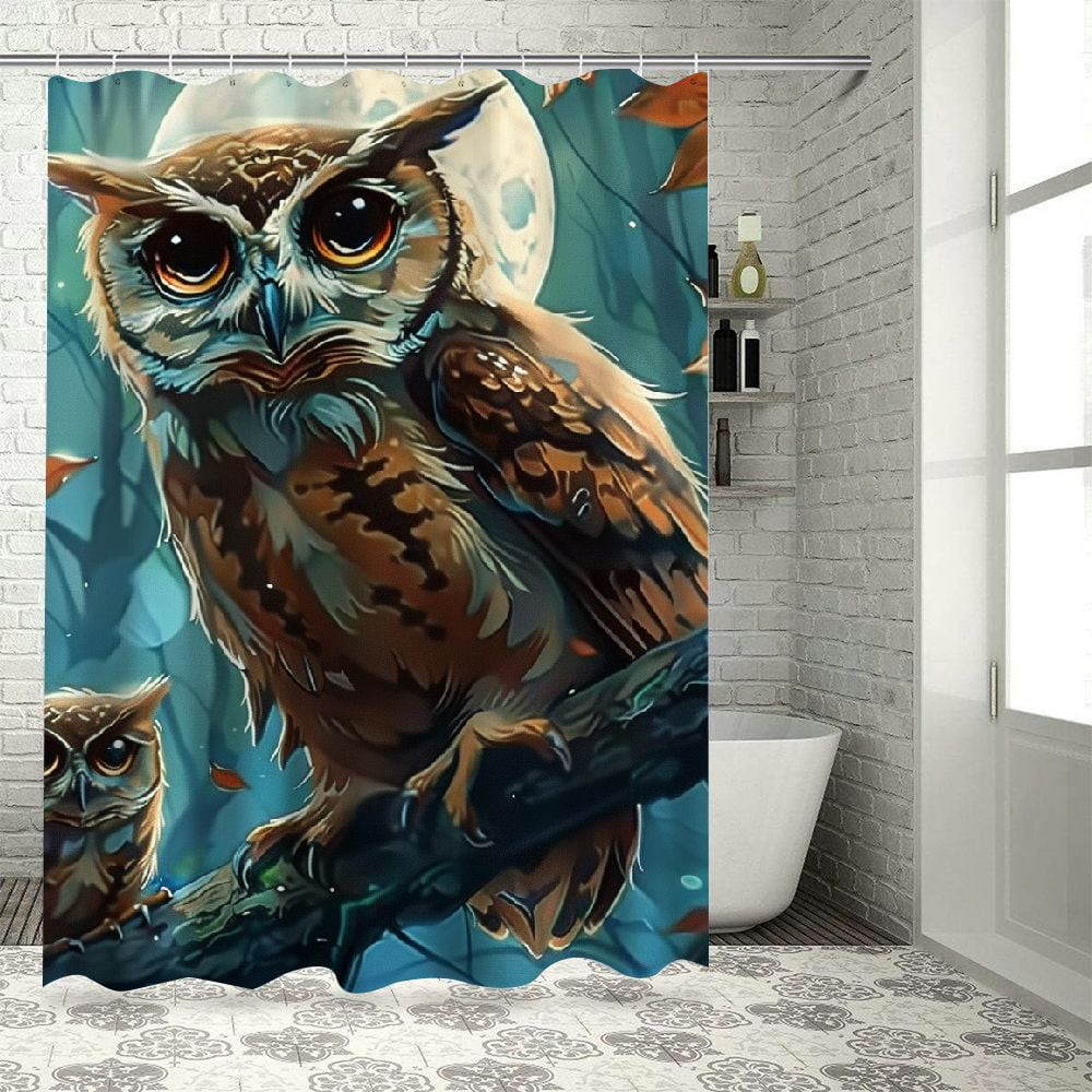 Akjvoe Modern Art Shower Curtain Sets Cool Funny Anime Owl Bath