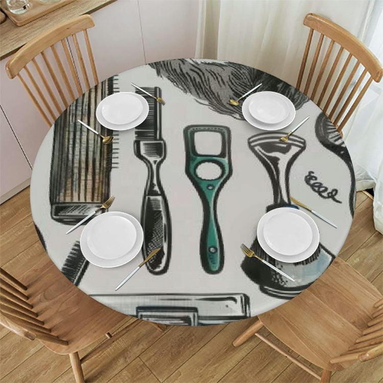Akjvoe Monochrome Style Print Round Tablecloth Washable Table Cloth for ...