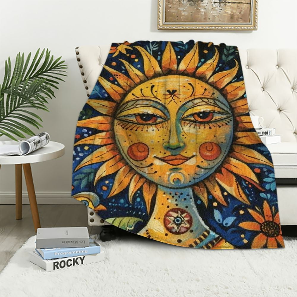 Akjvoe Moon and Sun Throw Blanket Flower Gifts Chair Recliner Cover Bed ...