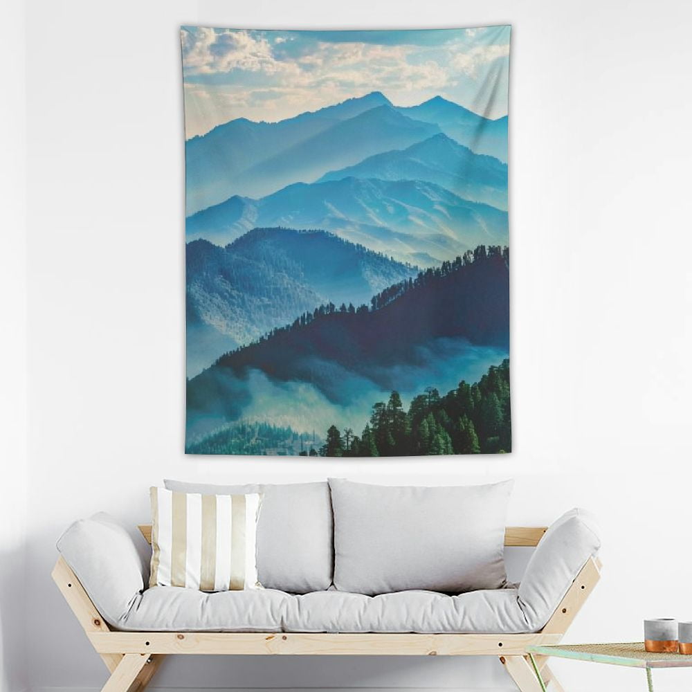Akjvoe Mountain Tapestry Wall Hanging, Premium Printed Misty Forest ...