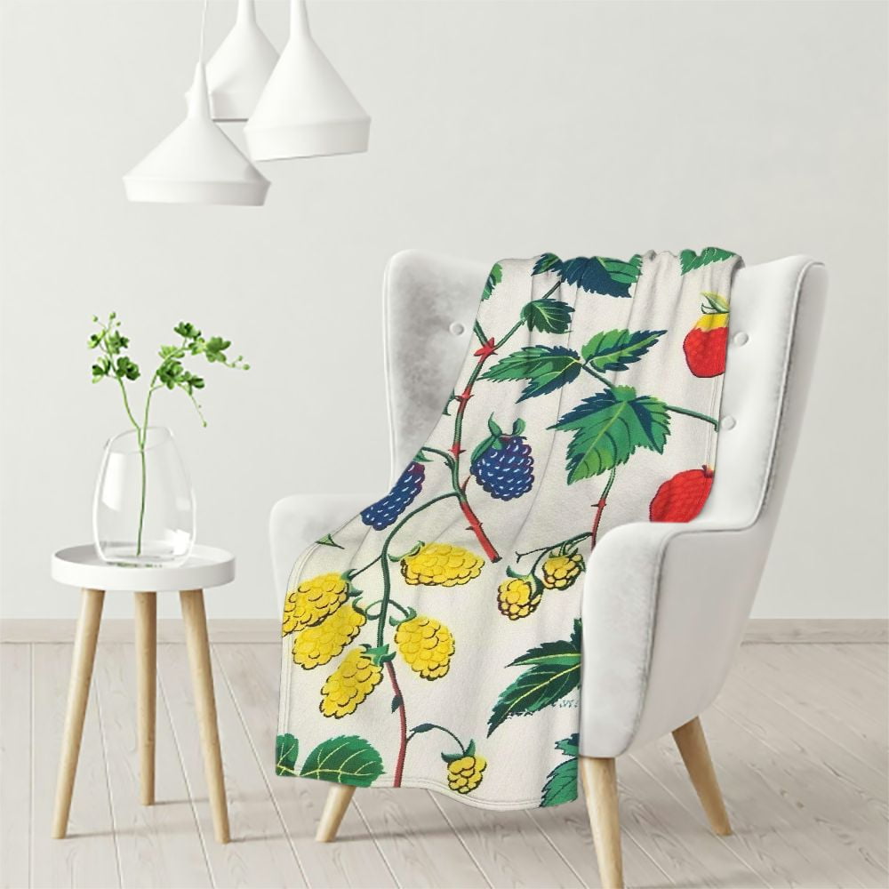 Akjvoe Ocean Citrus Garden Summer Strawberry Lemon Decorative Flannel ...