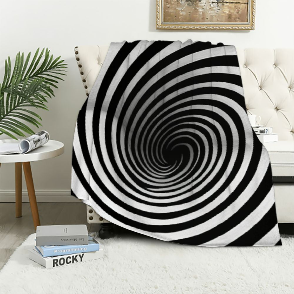 Akjvoe Optical Art Throw Blanket Abstract Stripe Design Novelty Endless ...