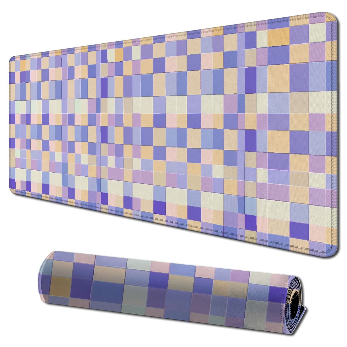 Akjvoe Pastel Purple Checkered Desk Mat, Aesthetic Pink Pattern Office ...