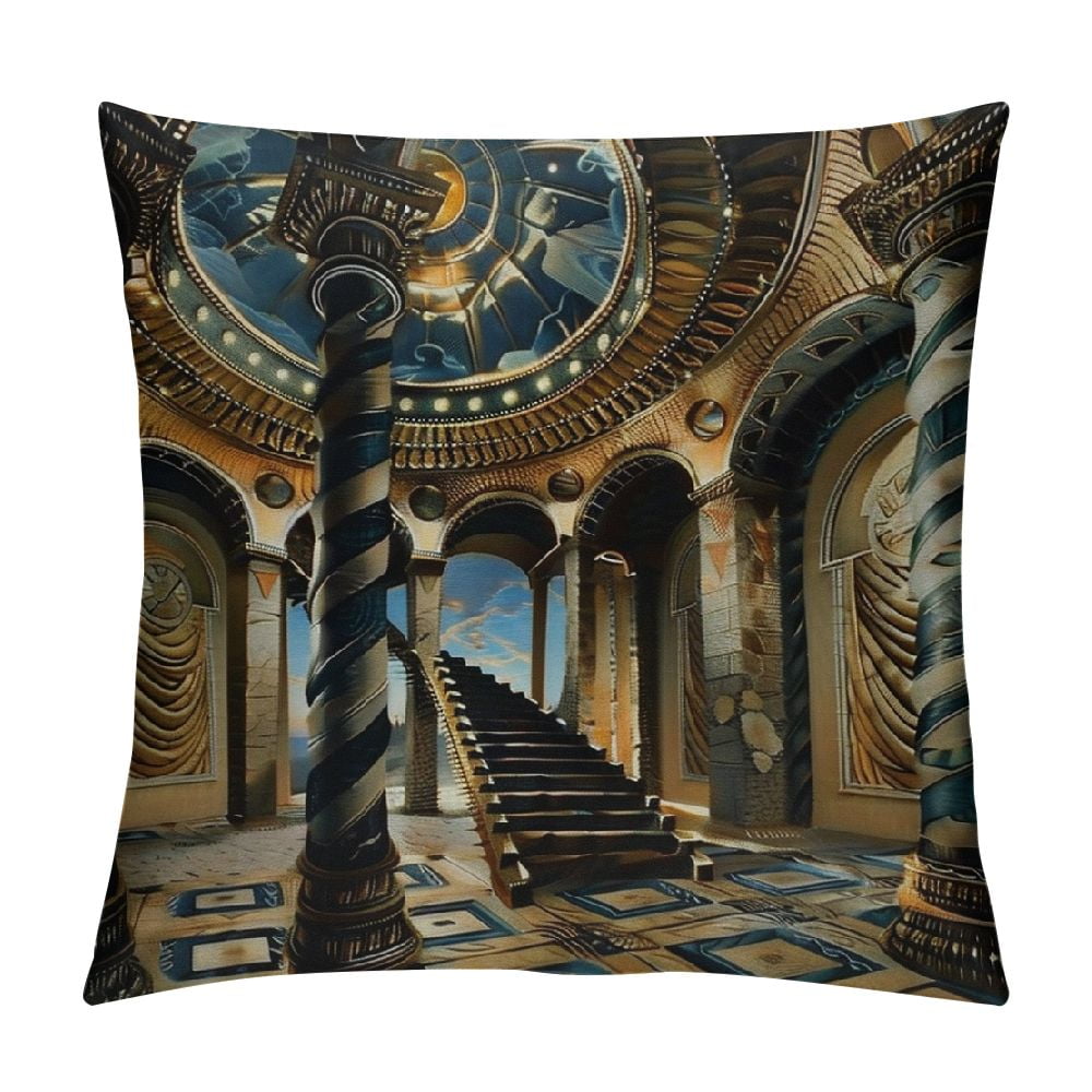 Akjvoe Pillar Throw Pillow Cushion Cover, Graphics of a Building ...