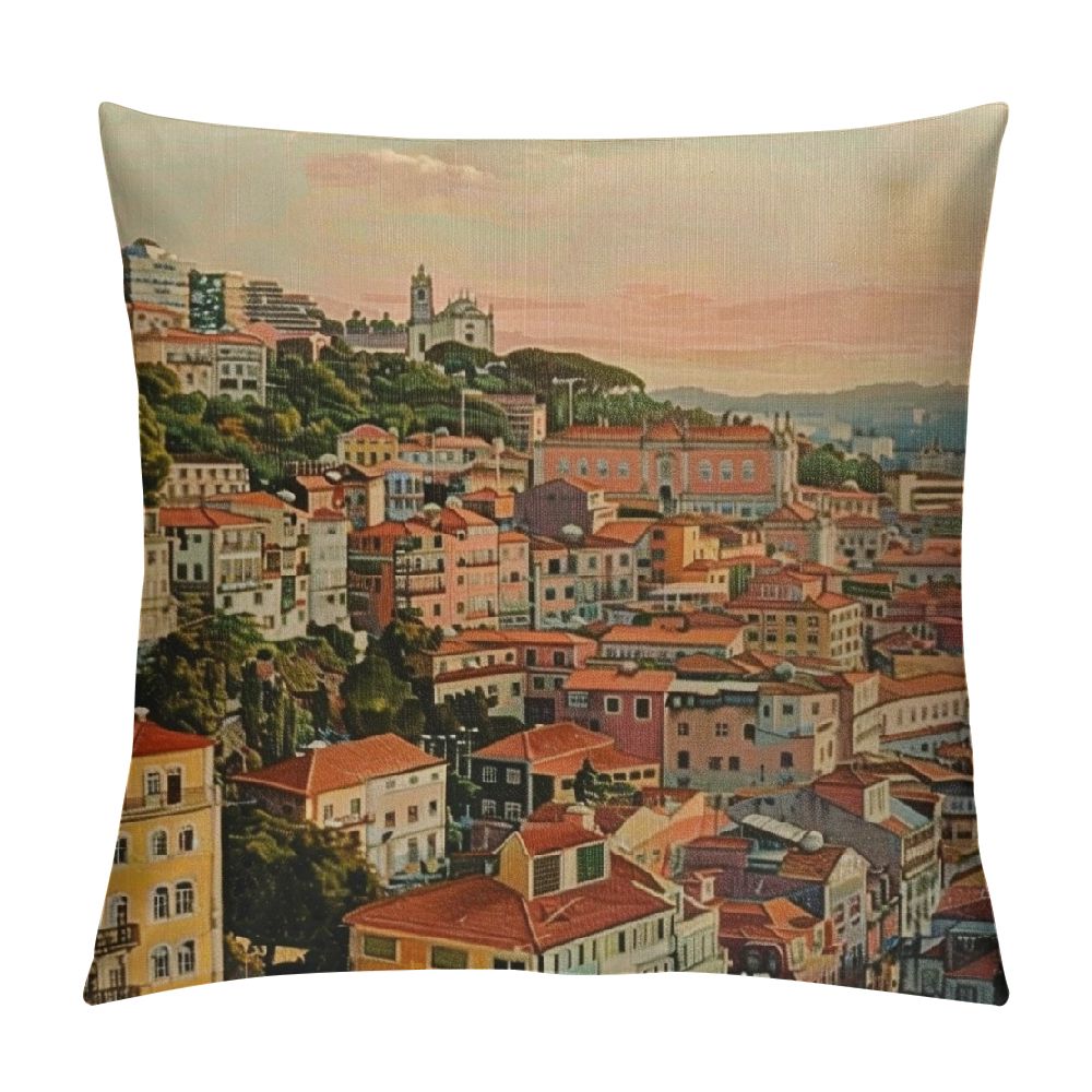 Akjvoe Pillow Cover Stunning Destinations Amazing View Portuguese Porto is City Center ...
